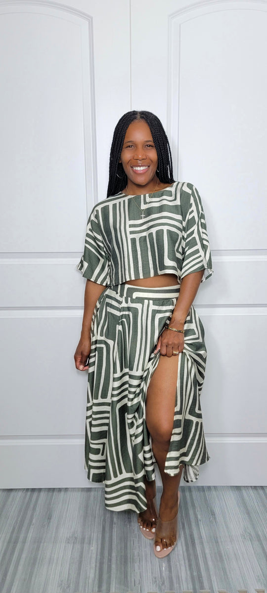 The "Travel Bae" Linen- Skirt Set (Olive) – Janes Beauty Clothing