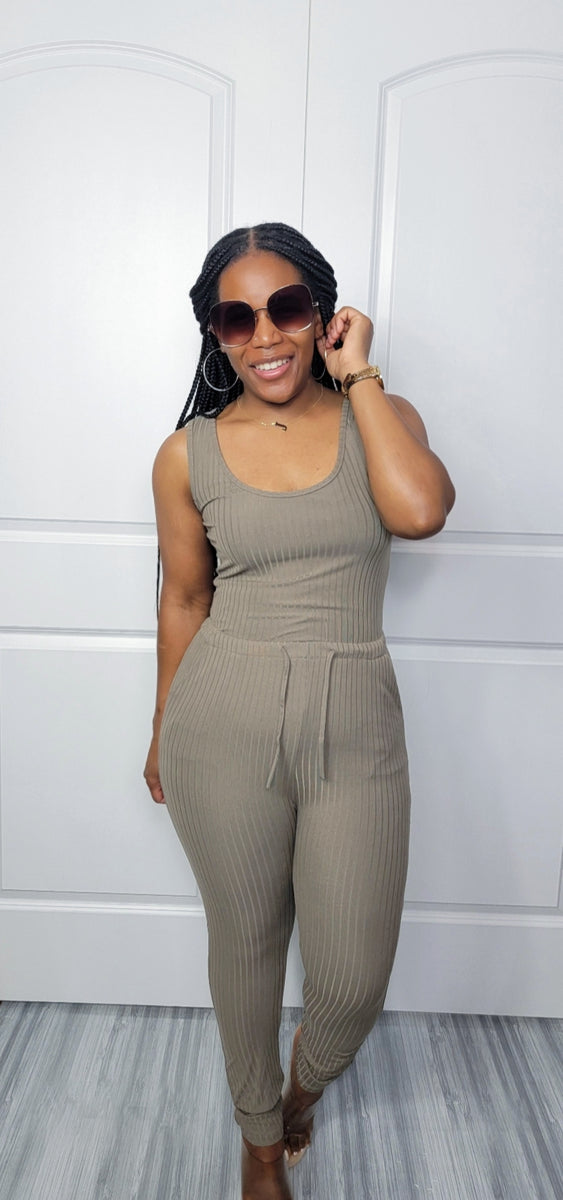 The "Nikki" - Jumpsuit ( Taupe) – Janes Beauty Clothing